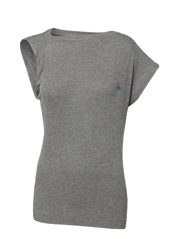 VIVIENNE WESTWOOD Hebo Asymmetric Ribbed-knit Top - Grey