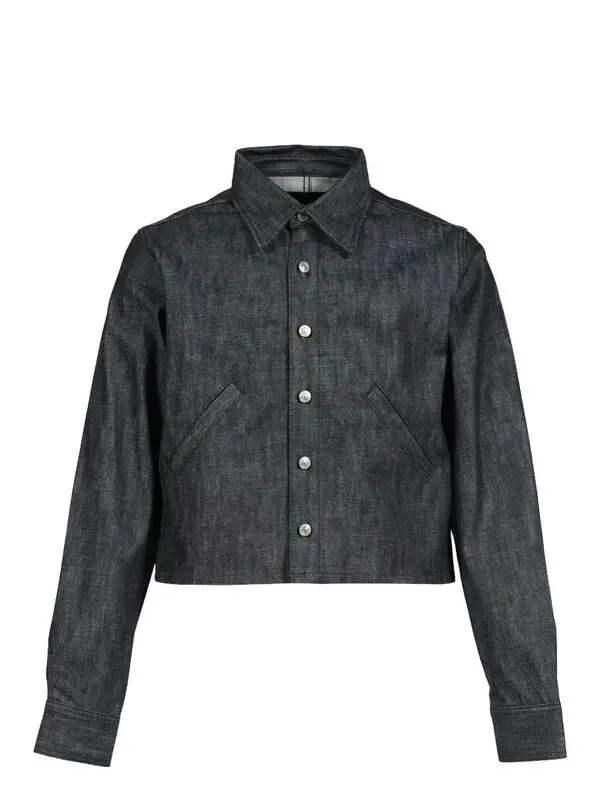 RIVET & HIDE Cropped Denim Shirt Jacket - Blue