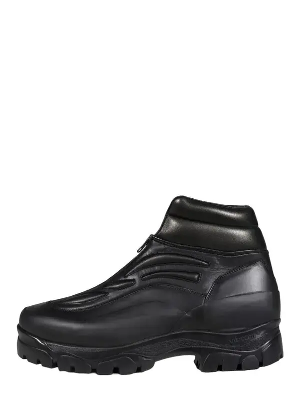 AKME Front-zip Panelled Biker Boots - Black