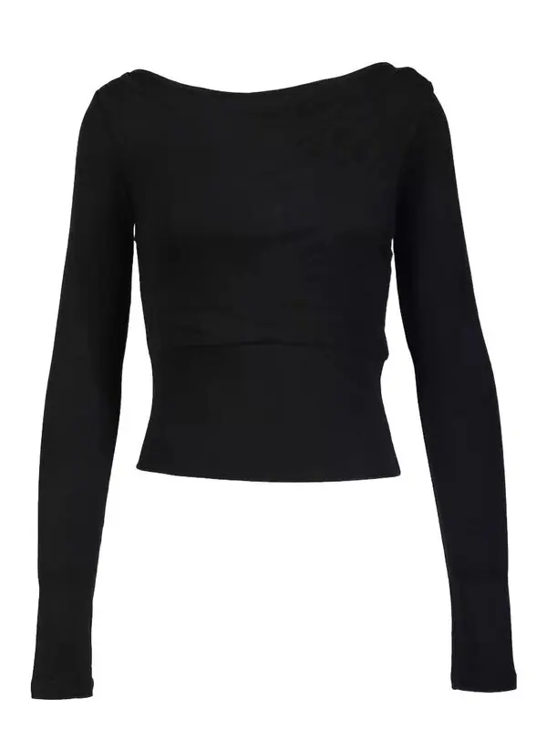 BOHEMSEO Twisted Ribbed Blouse - Black