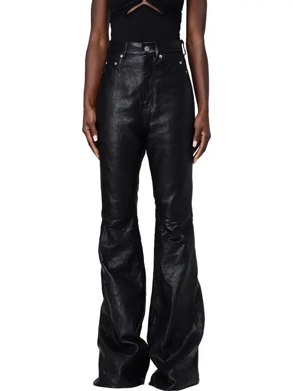 Rick Owens Bolan Flared Leather Trousers - Black