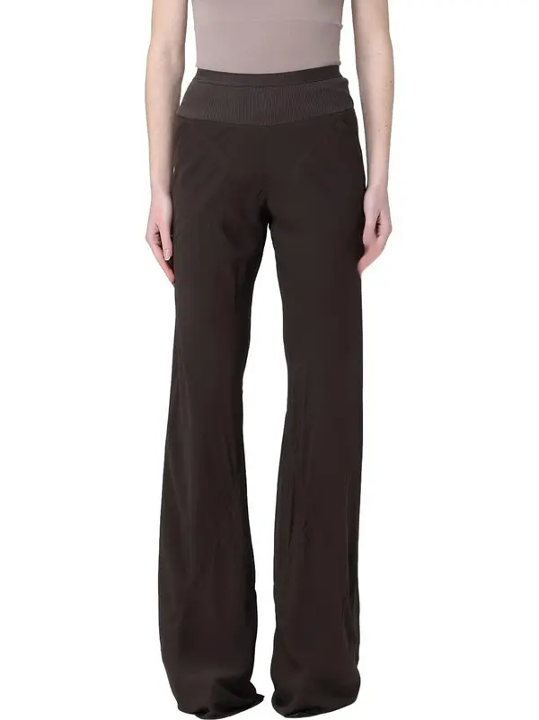 Rick Owens Bias Flared Silk Trousers - Brown