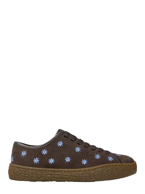Camper Embroidered Low Top Trainers - Brown
