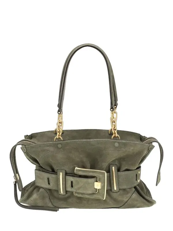 Balmain Anthem Suede Bag - Olive