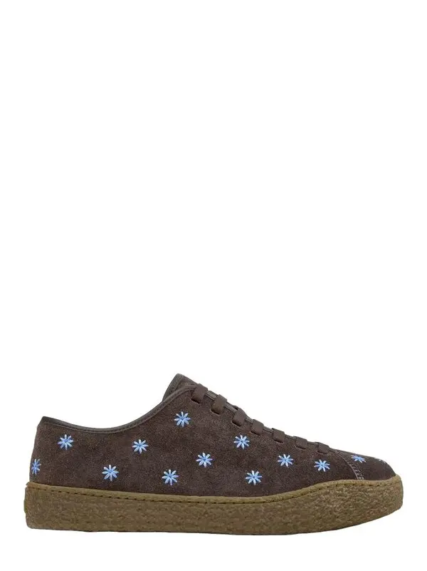 Camper Peu Terreno Suede Sneakers With Floral Embroidery - Brown