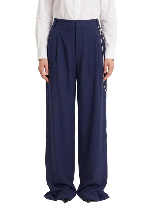 DARKPARK Wide-leg Cotton Trousers - Navy