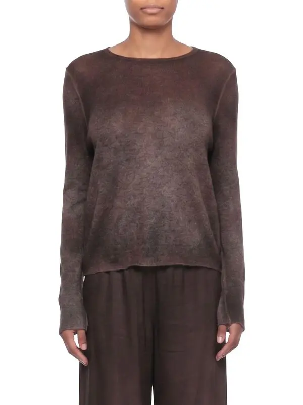 Avant Toi Cashmere Abstract Motif Crewneck Sweater - Brown