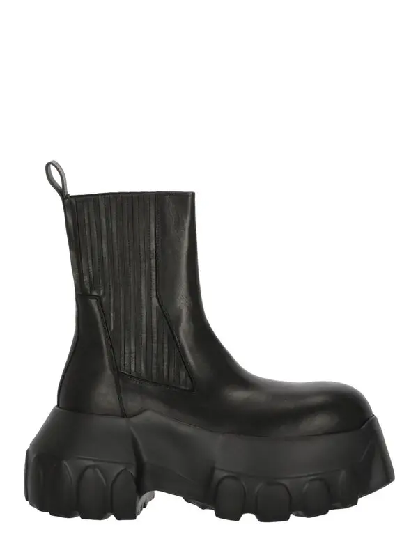 Rick Owens Calfskin Chelsea Boots With Chunky Sole - Black