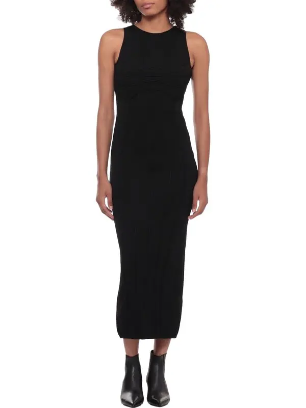 Attico Slim Fit Jersey Sheath Midi Dress - Black