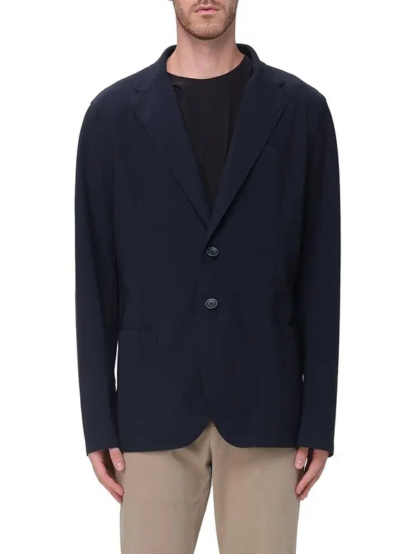 Herno Single-breasted Scuba Blazer With Patch Pockets And Back Vent - Blue