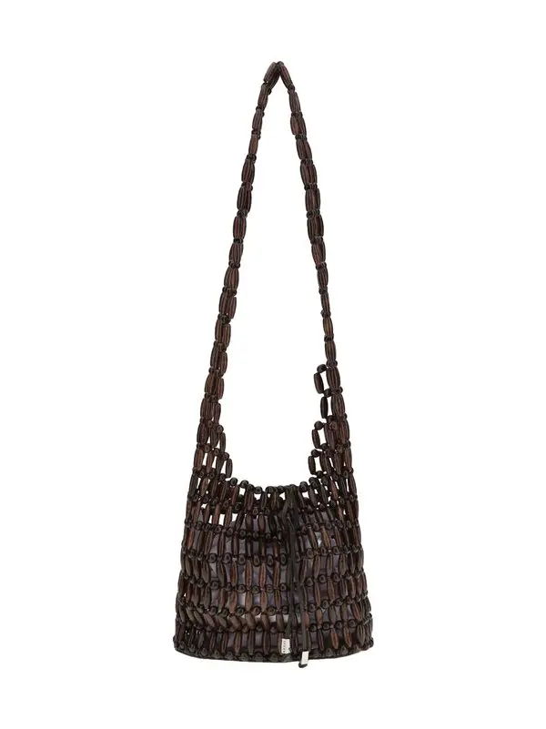 Staud Coronado Wooden Net Crossbody Bag - Brown