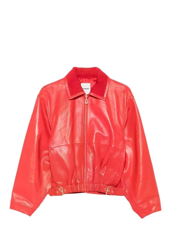 Sandro Buckle-detail Leather Jacket - Red