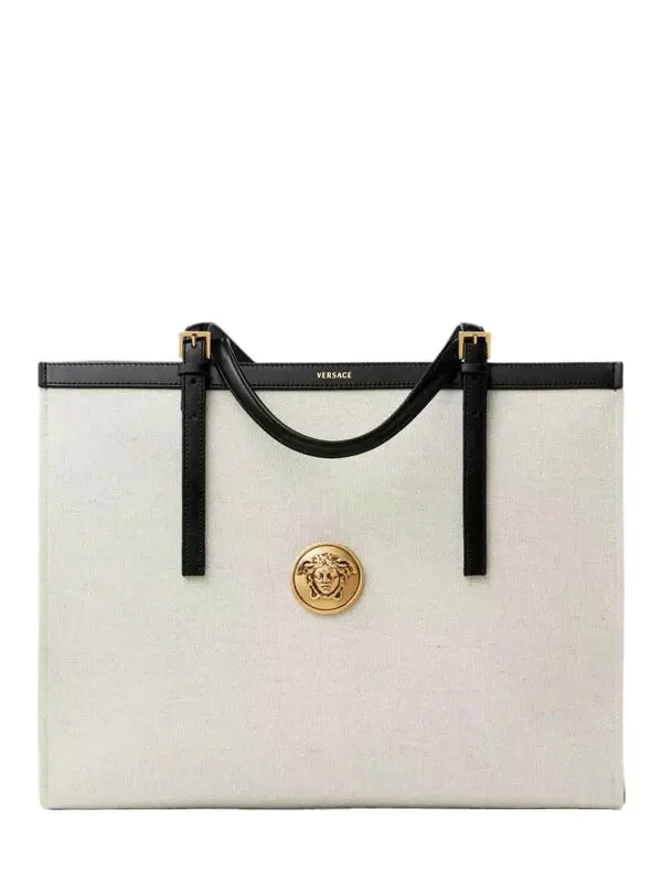 Versace Rivière Large Canvas Tote - Neutrals