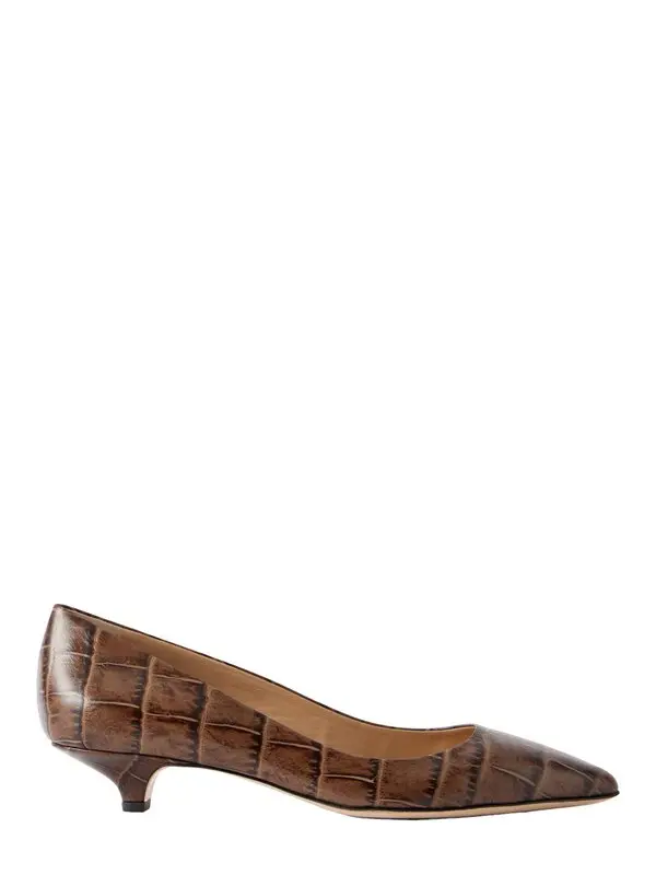JAMIE HALLER The Kitty Croc-effect Leather Pumps - Gray