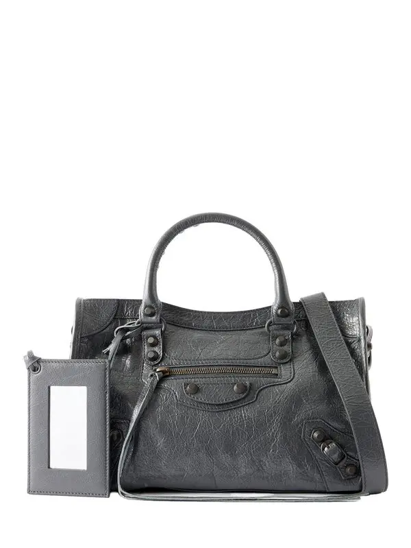 Balenciaga Le City Small Embellished Textured-leather Tote - Gray