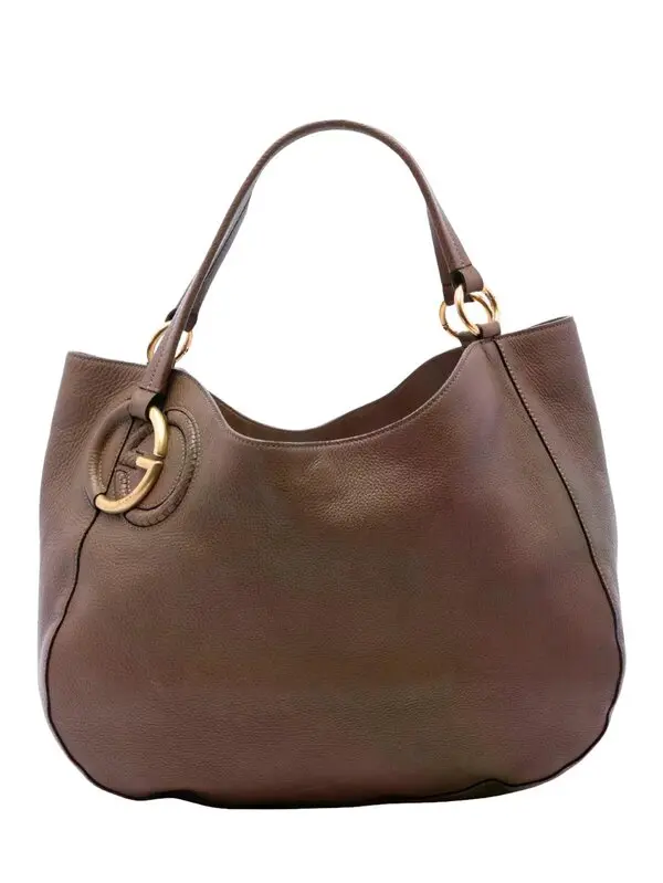 Gucci Pebbled Calfskin Twill Tote Bag - Brown