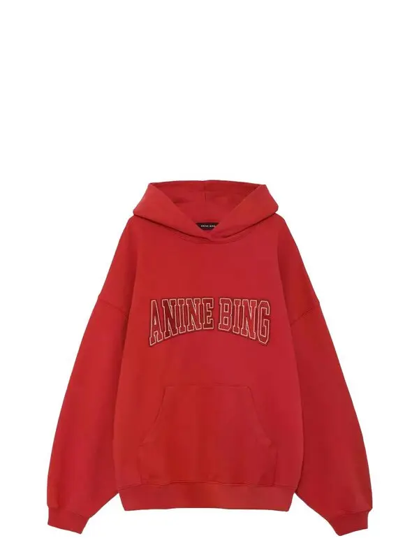 ANINE BING Harvey Logo-embroidered Hoodie - Red