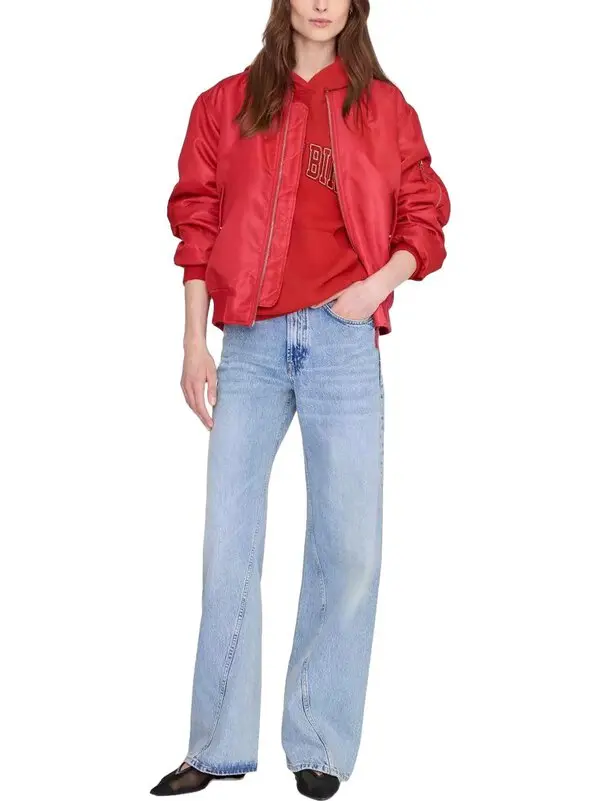 ANINE BING Logo-embroidered Cotton Hoodie - Red
