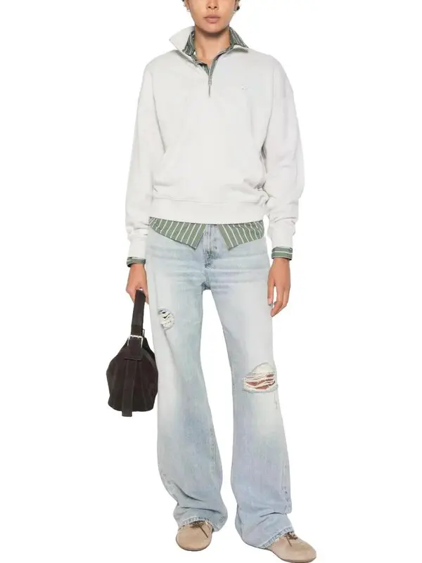 Maison Kitsuné Quarter-zip Fox-patch Sweatshirt - Grey
