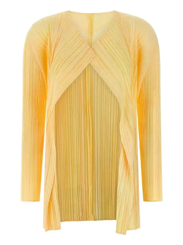 Issey Miyake Mellow Pleats Pleated Cardigan - Yellow