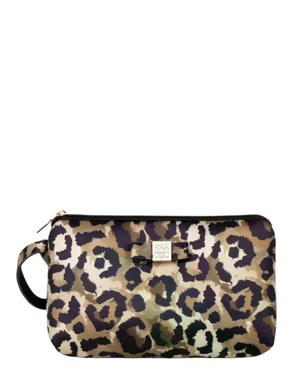Save My Bag Leopard-print Bow-detail Clutch Bag - Neutrals