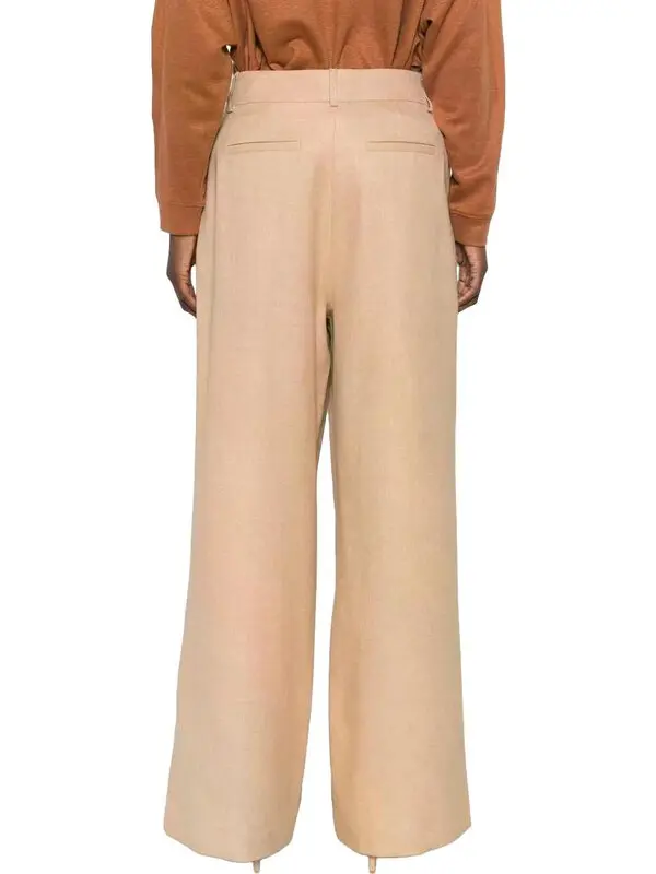 MAISON123 Pleated Wide-leg Trousers - Neutrals