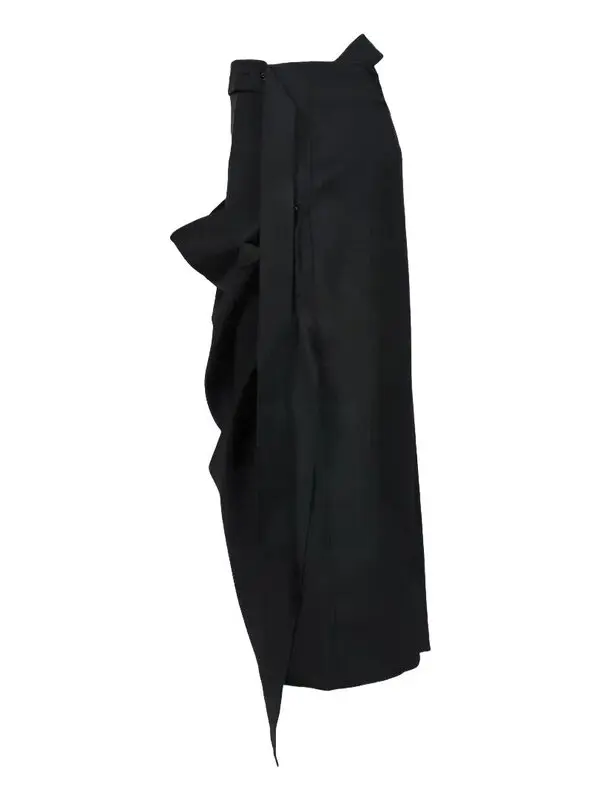 BOHEMSEO Draped-detail Midi Skirt - Black