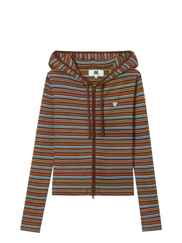 CHOCOOLATE Striped Ribbed-knit Hoodie - Brown