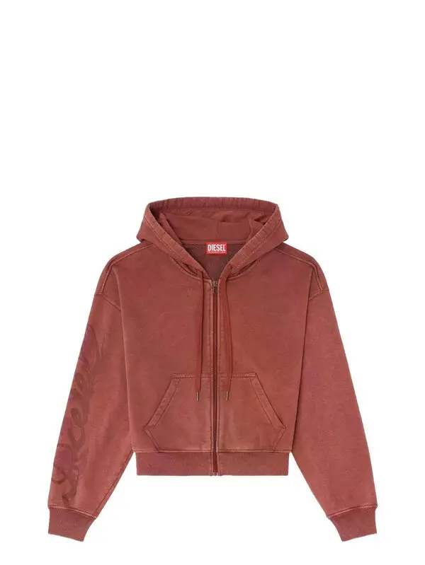 DIESEL® Zip-up Hoodie With Puff-print Floral Logo - Red
