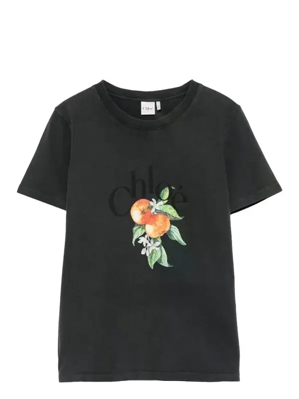 Chloé Fruit-print Logo-print T-shirt - Black