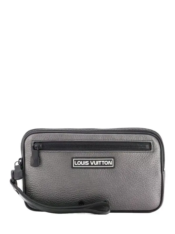 LOUIS VUITTON Alpha Taurillon Leather Wristlet Clutch Bag - Grey