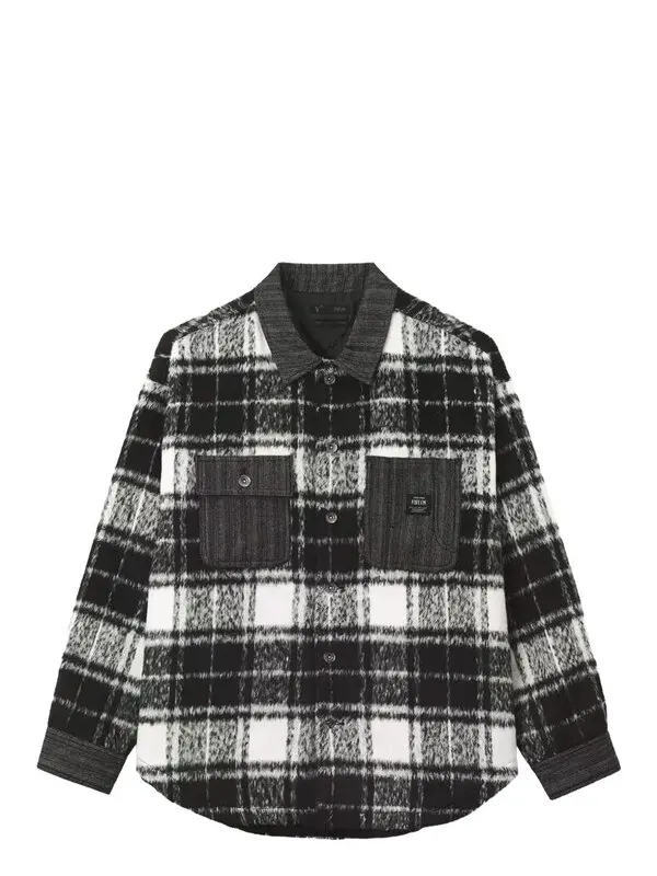 FIVE CM Check-pattern Patch-pocket Shirt - Black