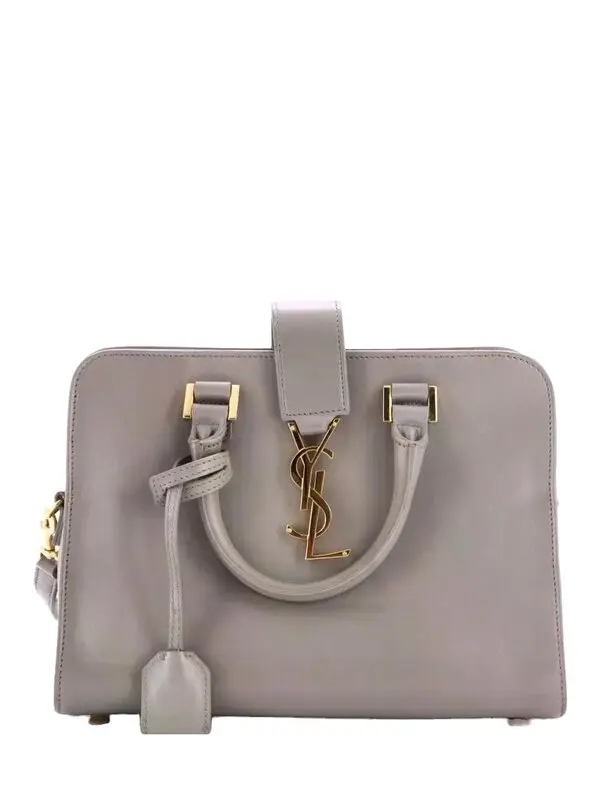 Saint Laurent Monogram Cabas Leather Baby Satchel - Grey