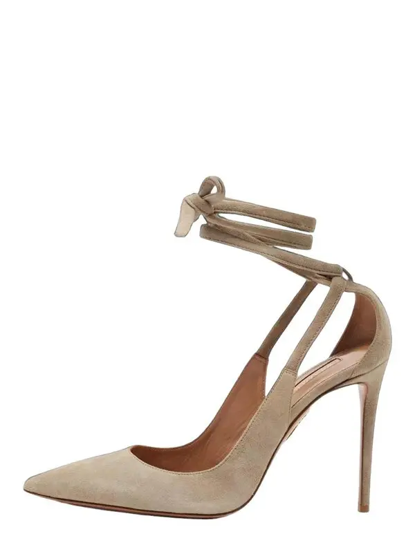 AQUAZZURA Ankle-tie Pointed-toe Pumps - Neutrals
