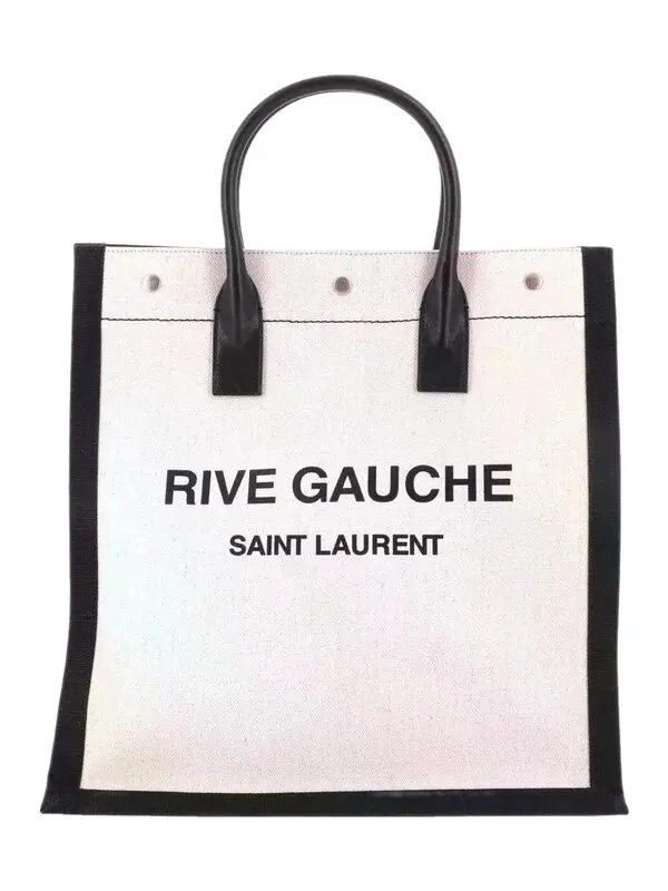Saint Laurent Rive Gauche Shopper Canvas Tall Tote Bag - Neutrals
