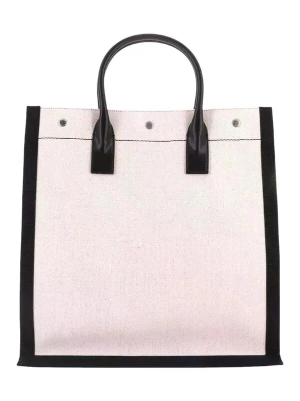 Saint Laurent Rive Gauche Shopper Canvas Tall Tote Bag - Neutrals