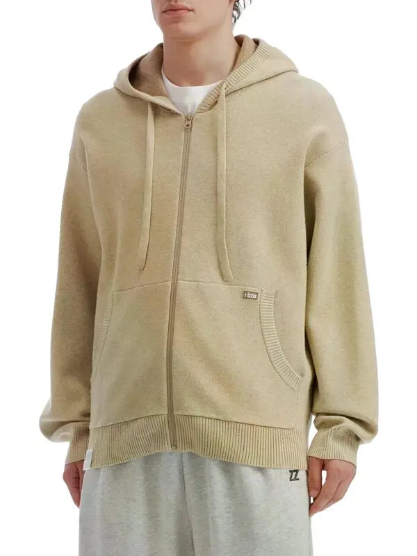 Izzue Logo-print Zip-up Hoodie - Neutrals