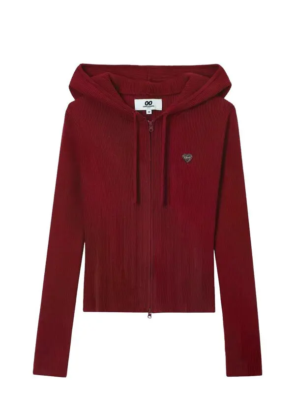 CHOCOOLATE Ribbed Zip-up Hoodie - Red
