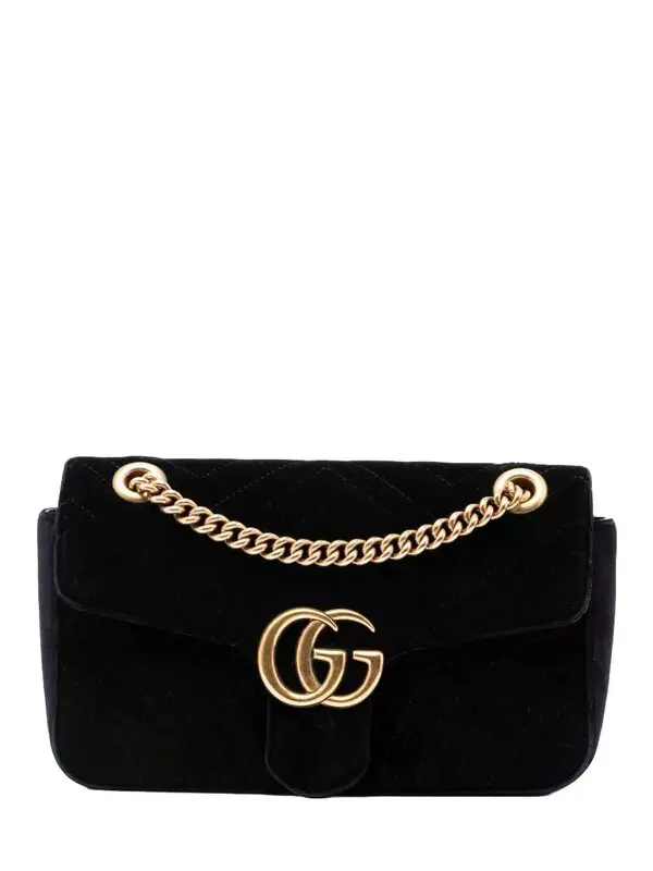 Gucci 2016-2026 Medium Gg Marmont Matelasse Velvet Shoulder Bag - Black