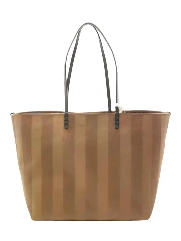 Fendi 2010-2026 Large Zucca Canvas Pequin Striped Reversible Roll Tote Bag - Neutrals