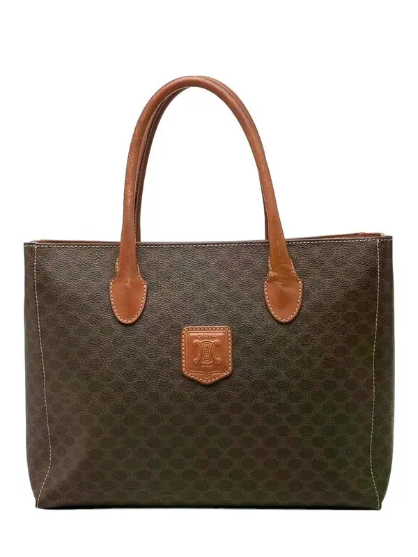 Celine 1996 Macadam Coated Canvas Tote Bag - Brown