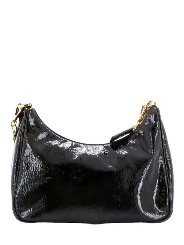 Prada Re-edition 2005 Patent Small Shoulder Bag - Black