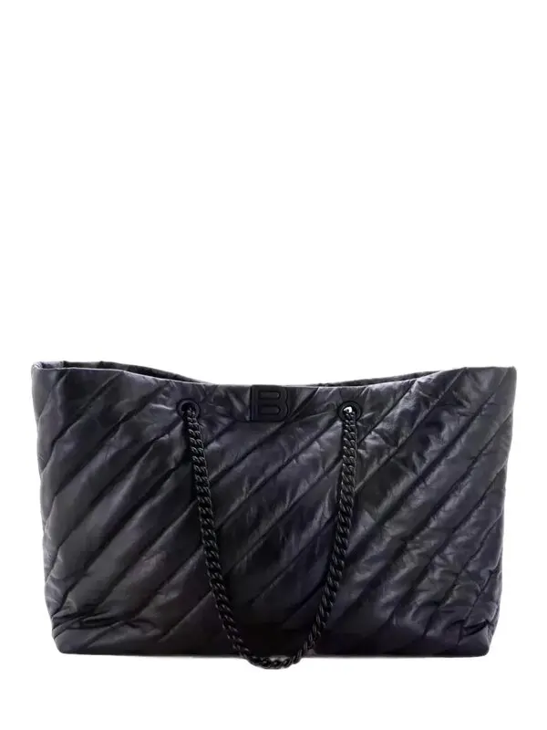 Balenciaga Crush Carry All Chain Quilted Leather Large Tote Bag - Black