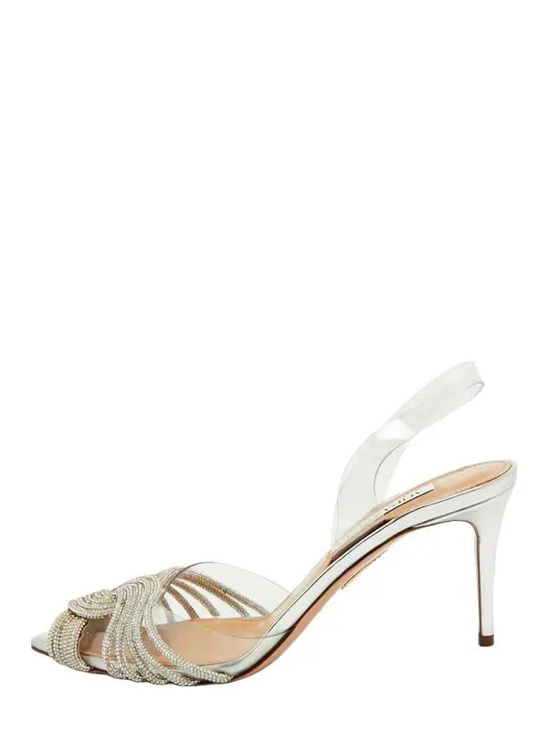 AQUAZZURA Gatsby Crystal-embellished Slingback Pumps - Silver