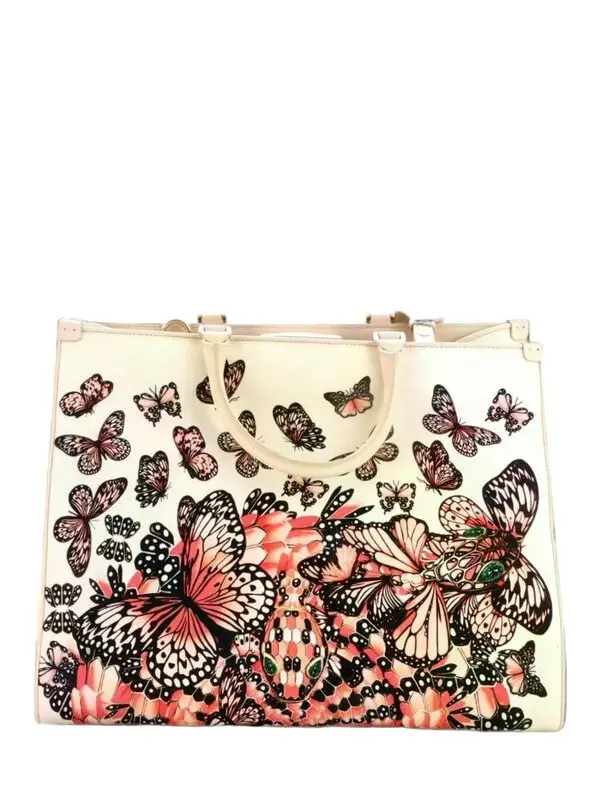 BVLGARI Convertible Shopping Printed Canvas And Leather Medium Tote Bag - Multicolour