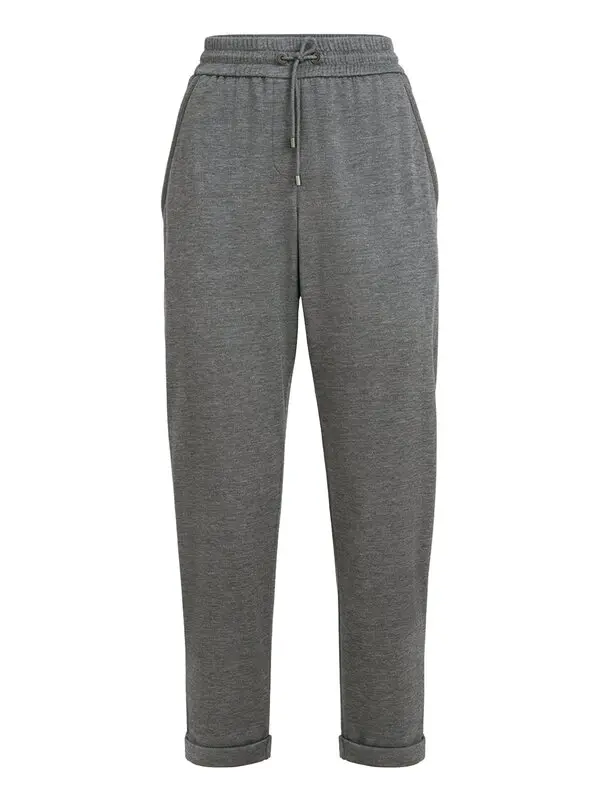 Brunello Cucinelli Cotton-silk Drawstring Trousers - Grey
