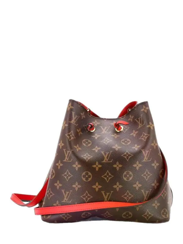 LOUIS VUITTON Neonoe Handbag Monogram Canvas With Leather Mm Bucket Bag - Red