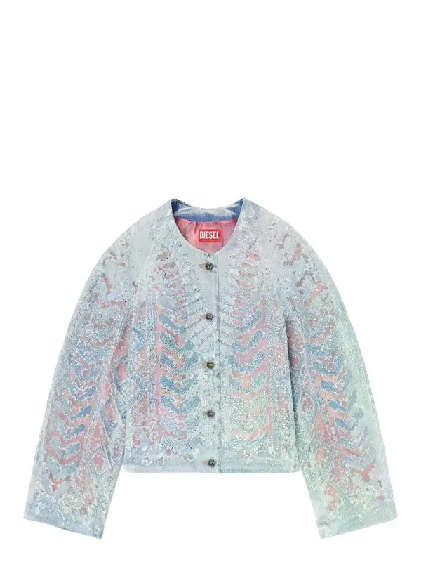 DIESEL® Jacket In Microstone Devoré Denim - Blue