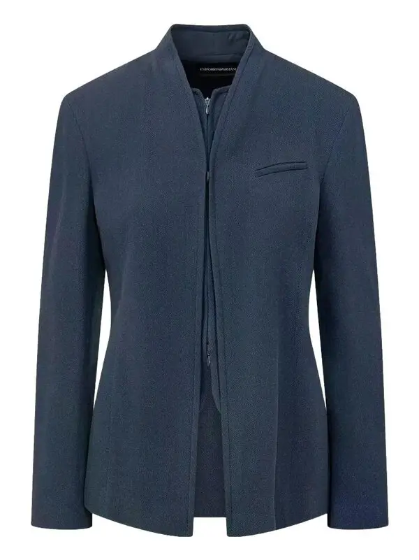 Emporio Armani Jacket With Bib In Crepe Gabardine Signature Capsule - Blue