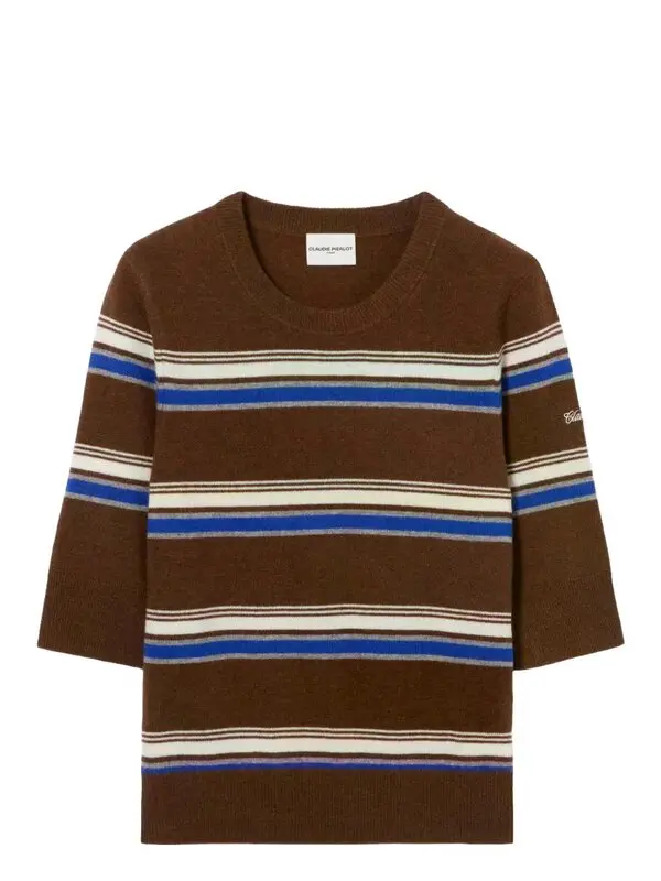 Claudie Pierlot Striped Round Neck Jumper - Brown